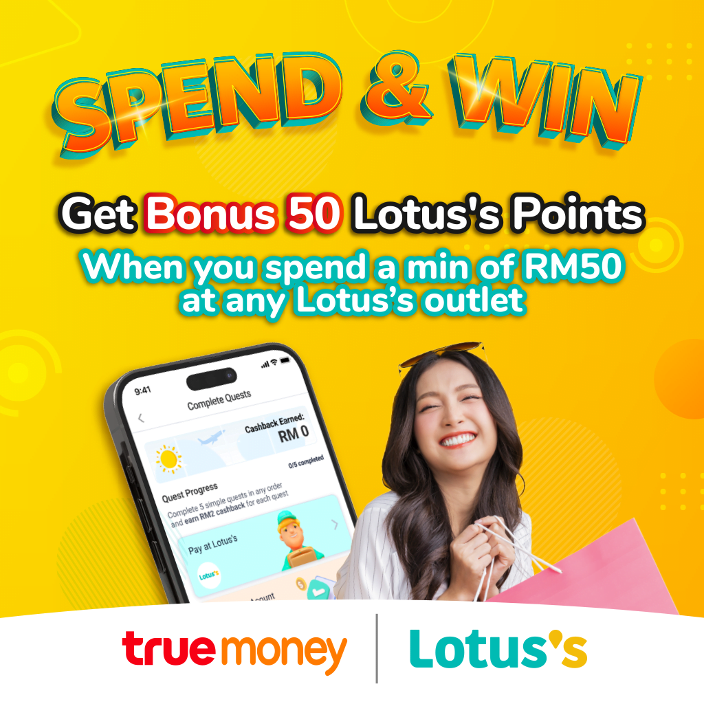 Redeem 50 Bonus MyLotus’s points when you spend a min. of RM50 - TrueMoney